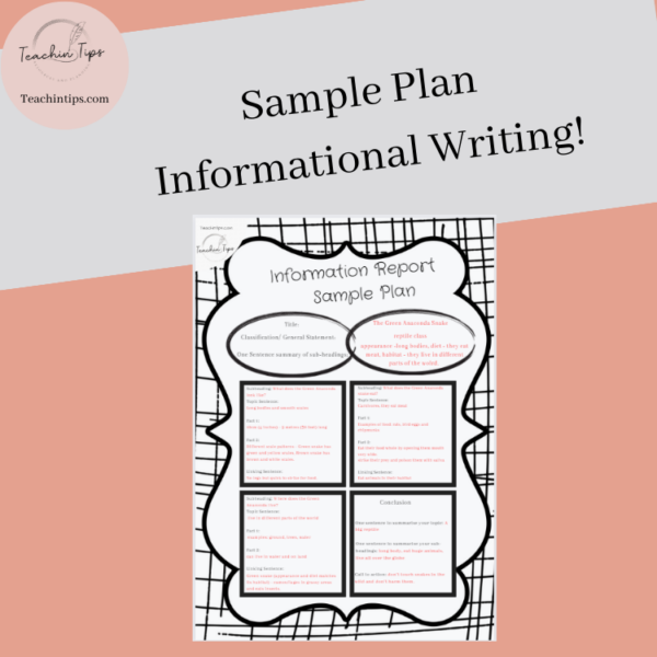 Informational Writing Sample Plan | Factual Texts Sample Plan ...