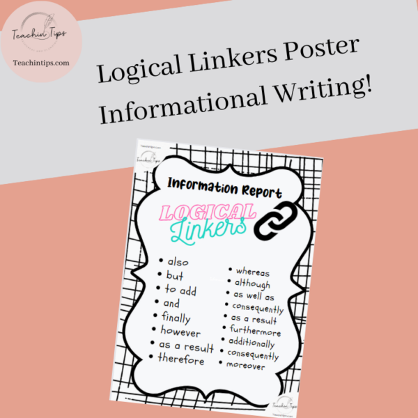 Informational Writing Linking or Connecting words Poster ANCHOR CHART ...
