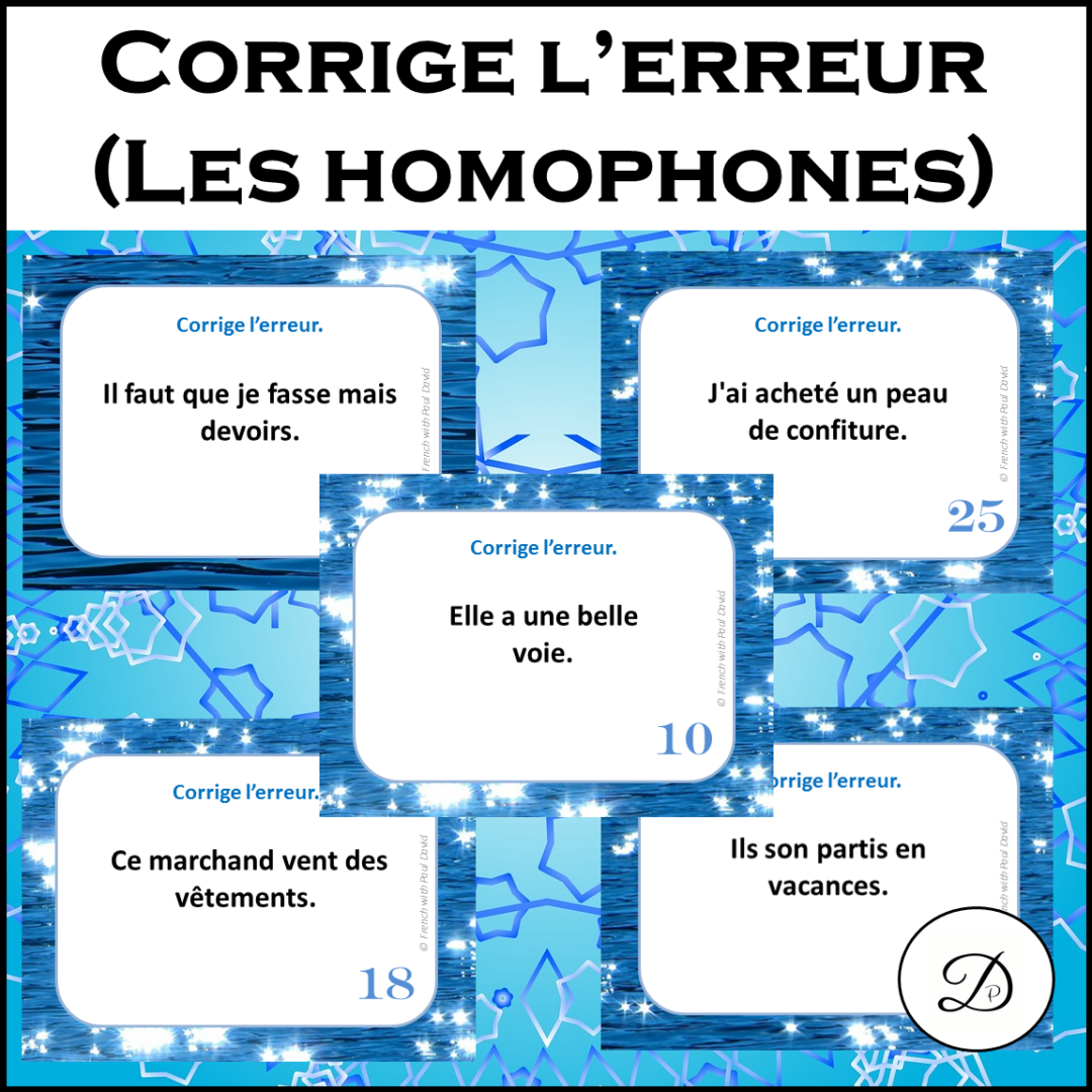 Corrige l'erreur (Les homophones) 28 CAT / French Grammar - Teacher ...