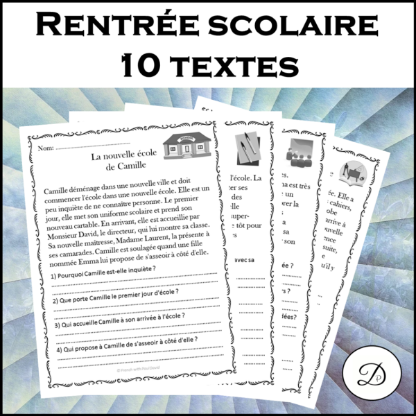 Compréhension de lecture - Rentrée scolaire (10 textes) / French Back ...