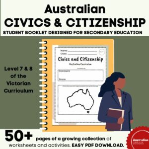 Australian Civics and Citizenship Year 7 & 8 Worksheets, Assessment ...