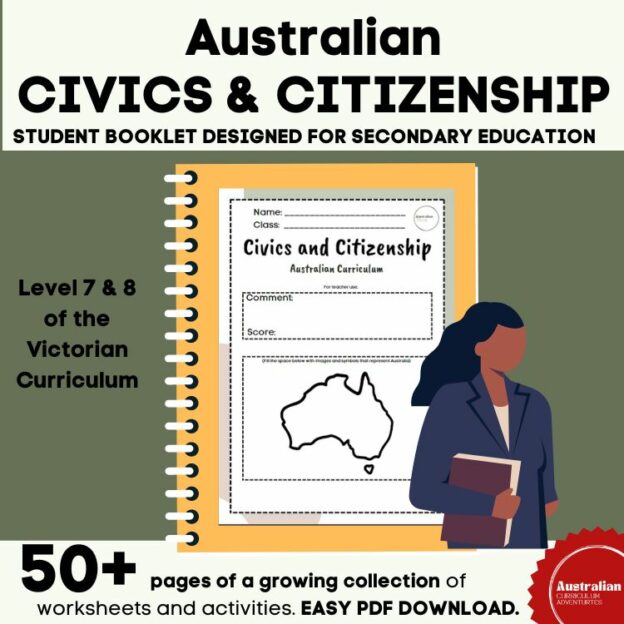 Australian Civics and Citizenship Year 7 & 8 Worksheets, Assessment ...