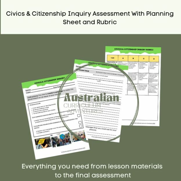 Australian Civics and Citizenship Year 7 & 8 Worksheets, Assessment ...