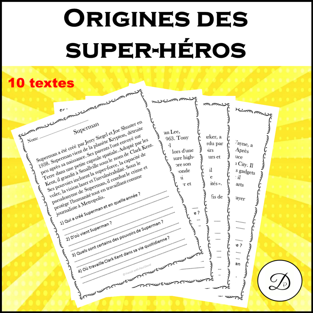 C. de lecture - Origines des super-héros / French Reading Comprehension ...