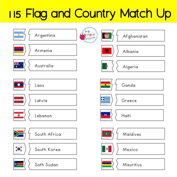 Flags and Country Match Up fabulous Teacher