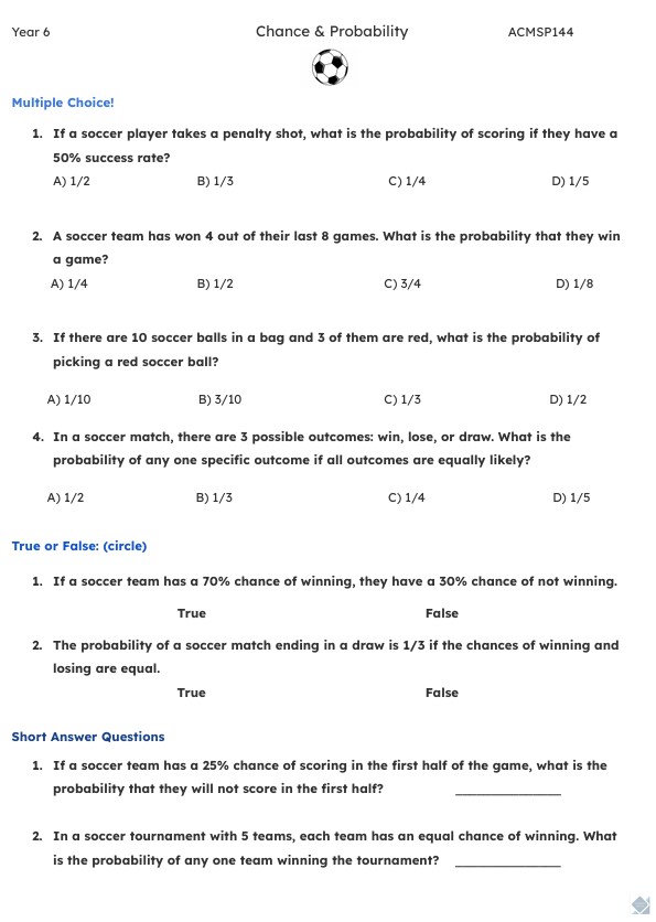 Year 6 Maths | Chance + Probability - Teacher Professional Development