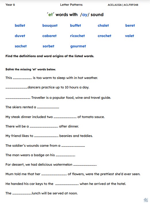 Year 5-6 Word Origins | French: 'et as in chalet - Teacher Professional ...