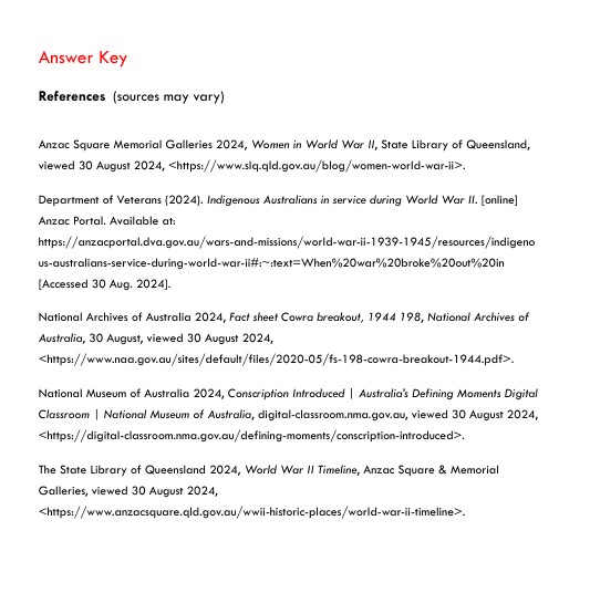 Year 10 HASS | WWII Australians At War Mini Timeline - Teacher ...