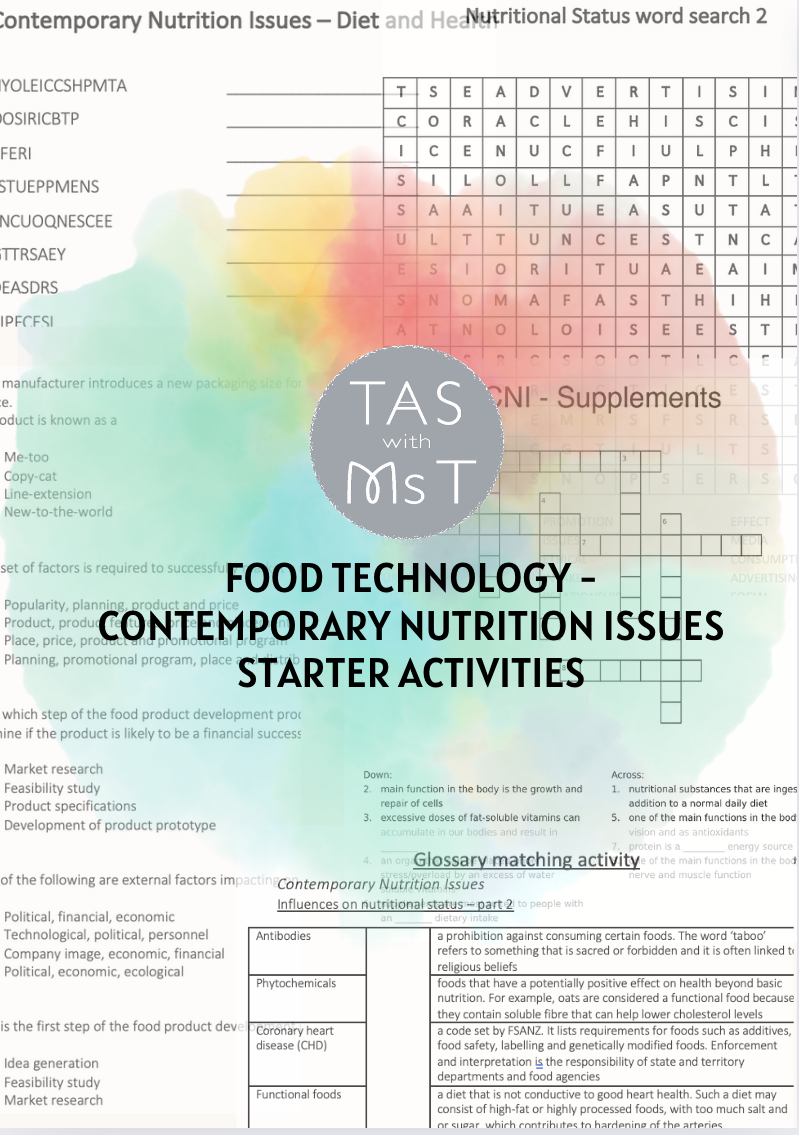 HSC Food Technology_Contemporary Nutrition Issues Starter Activities ...