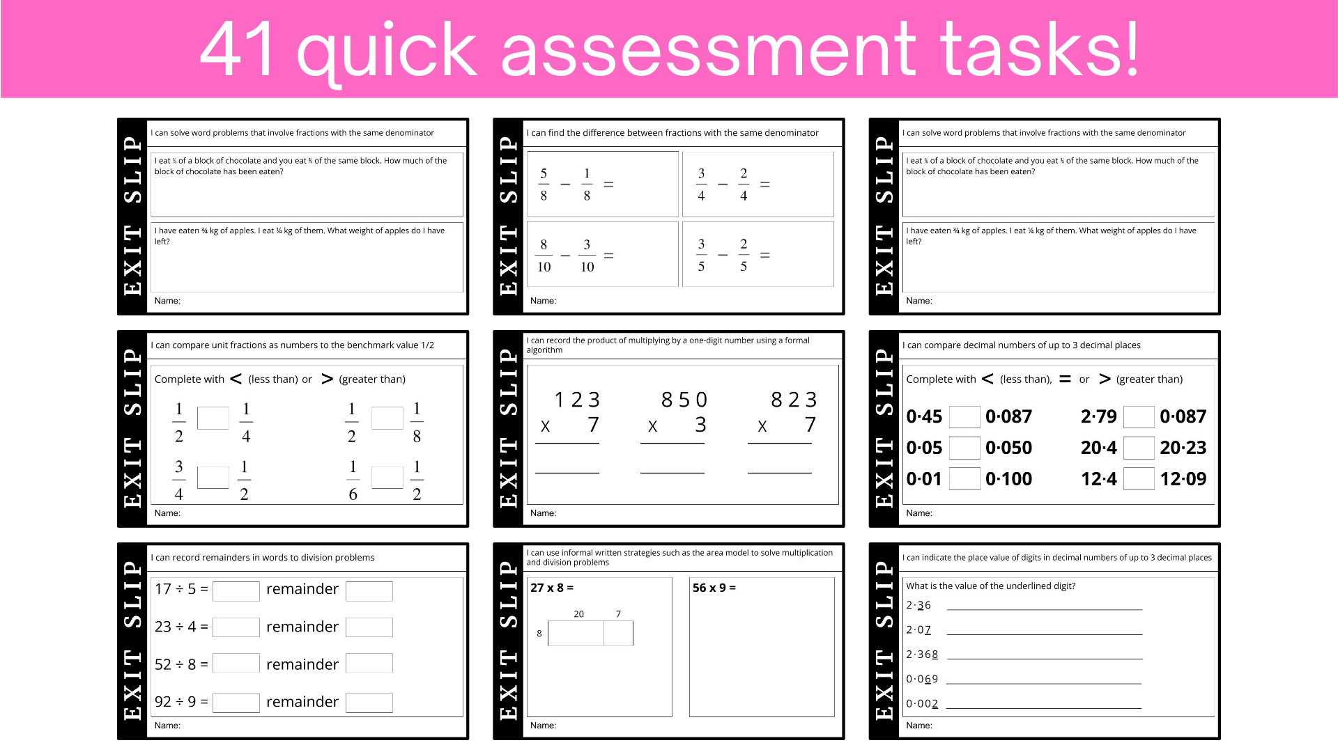 Maths Exit Slips | Daily Review | Assessment | Year 5 - Teacher ...