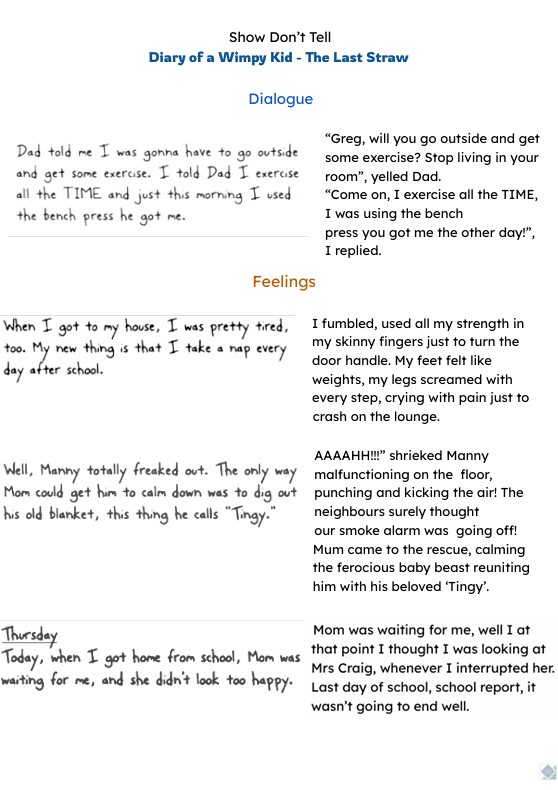 Year 5-6: Show Don't Tell | Diary of A Wimpy Kid: The Last Straw ...