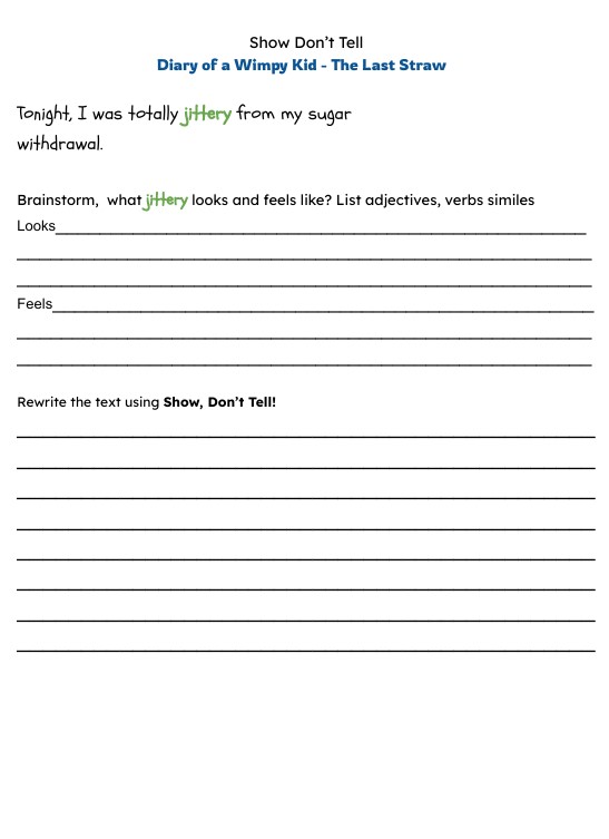 Year 5-6: Show Don't Tell | Diary of A Wimpy Kid: The Last Straw ...