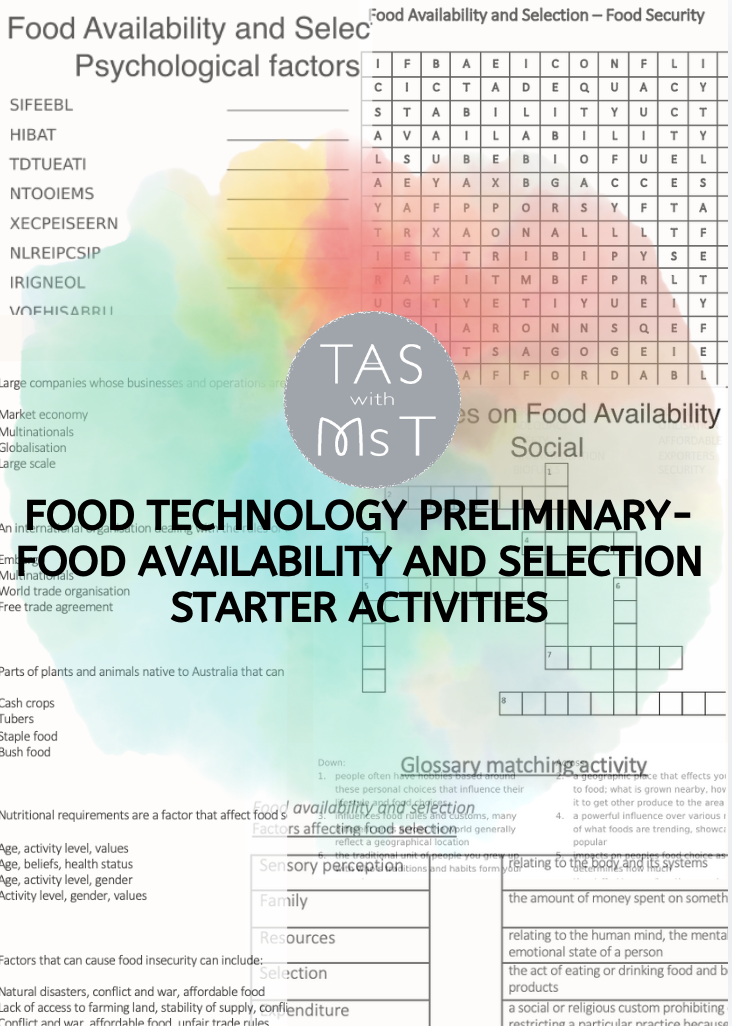 Preliminary Food Technology_Food Availability and Selection Starter ...