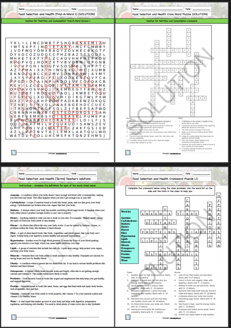 Food Technology Emergency Lesson - Food Selection and Health - Teacher ...
