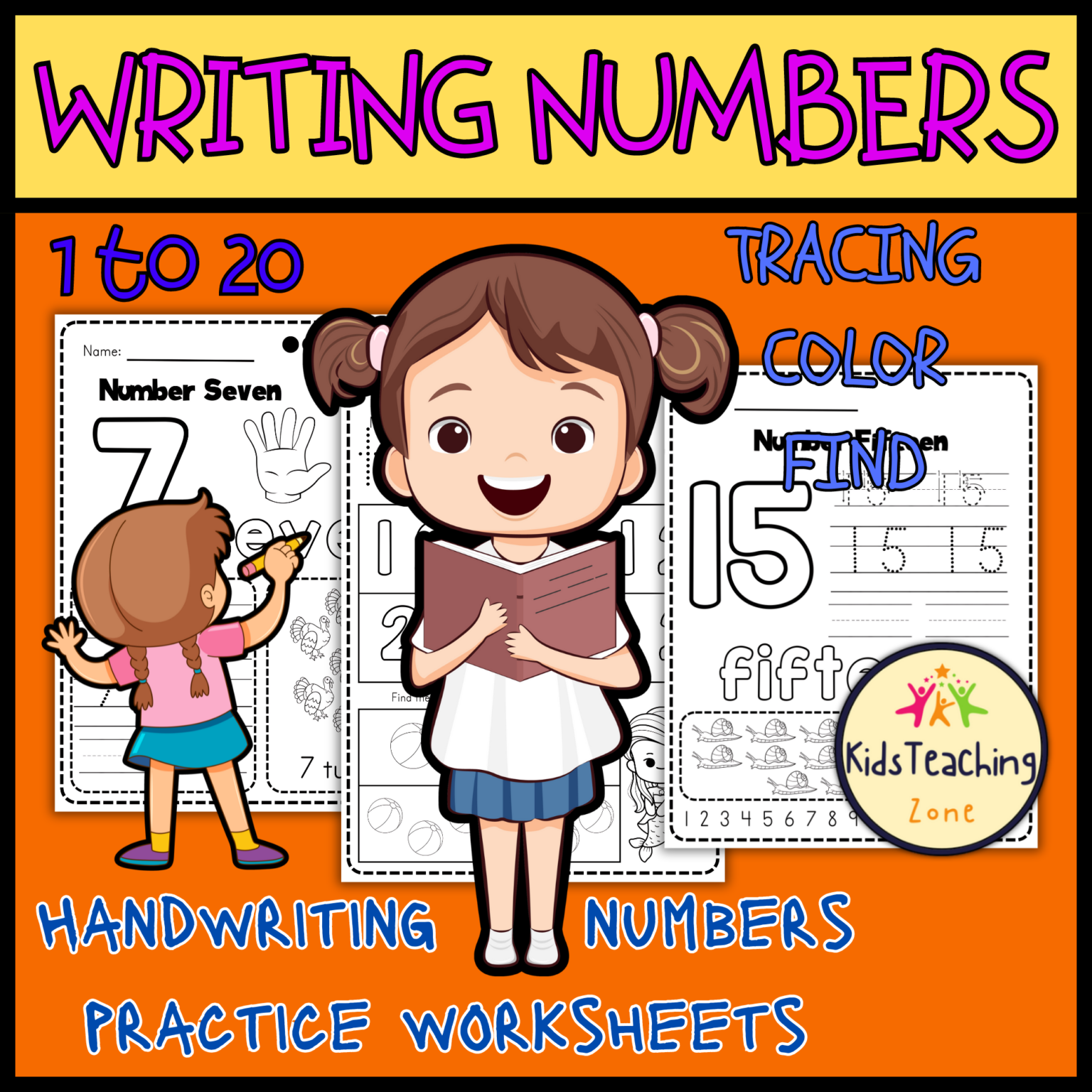 Tracing and Writing Numbers Practice for Kindergarten 1 to 20 Trace ...