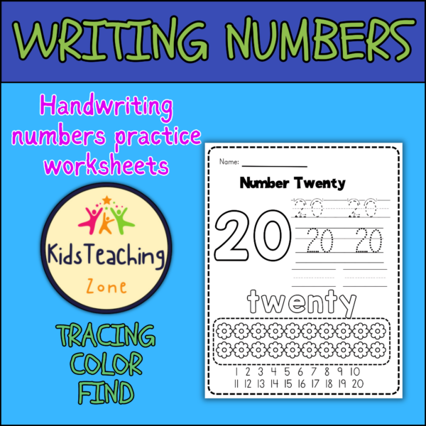 Tracing and Writing Numbers Practice for Kindergarten 1 to 20 Trace ...