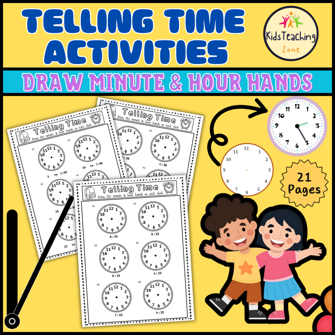 Telling Time Activities : Draw Minute & Hour Hands - Teacher ...
