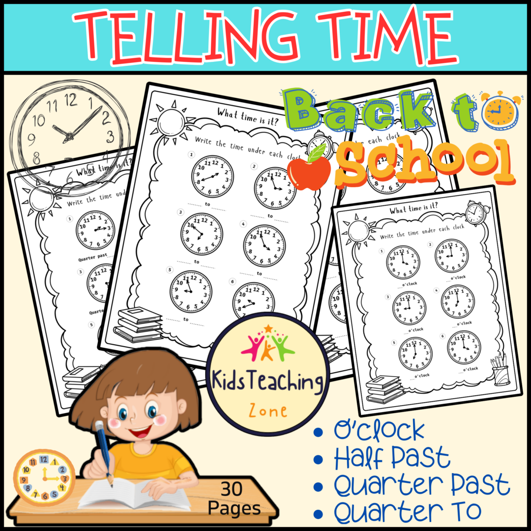 Telling Time Worksheets : O'clock, Half Past, Quarter Past & Quarter to ...