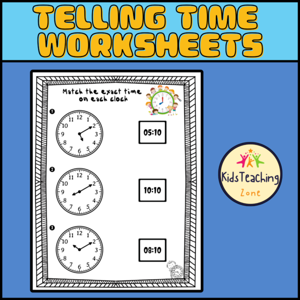 Telling Time Worksheets, Match & Color the correct time - Teacher ...