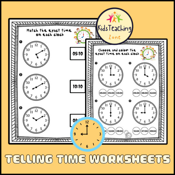 Telling Time Worksheets, Match & Color the correct time - Teacher ...