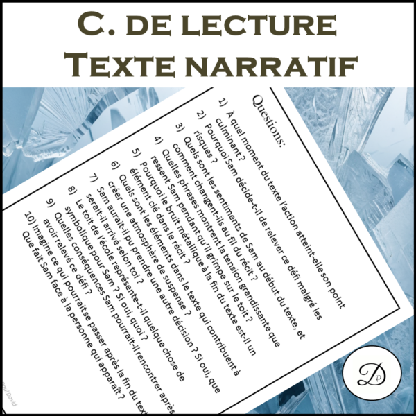 Compréhension de lecture - Txt narratif / French Reading comprehension ...