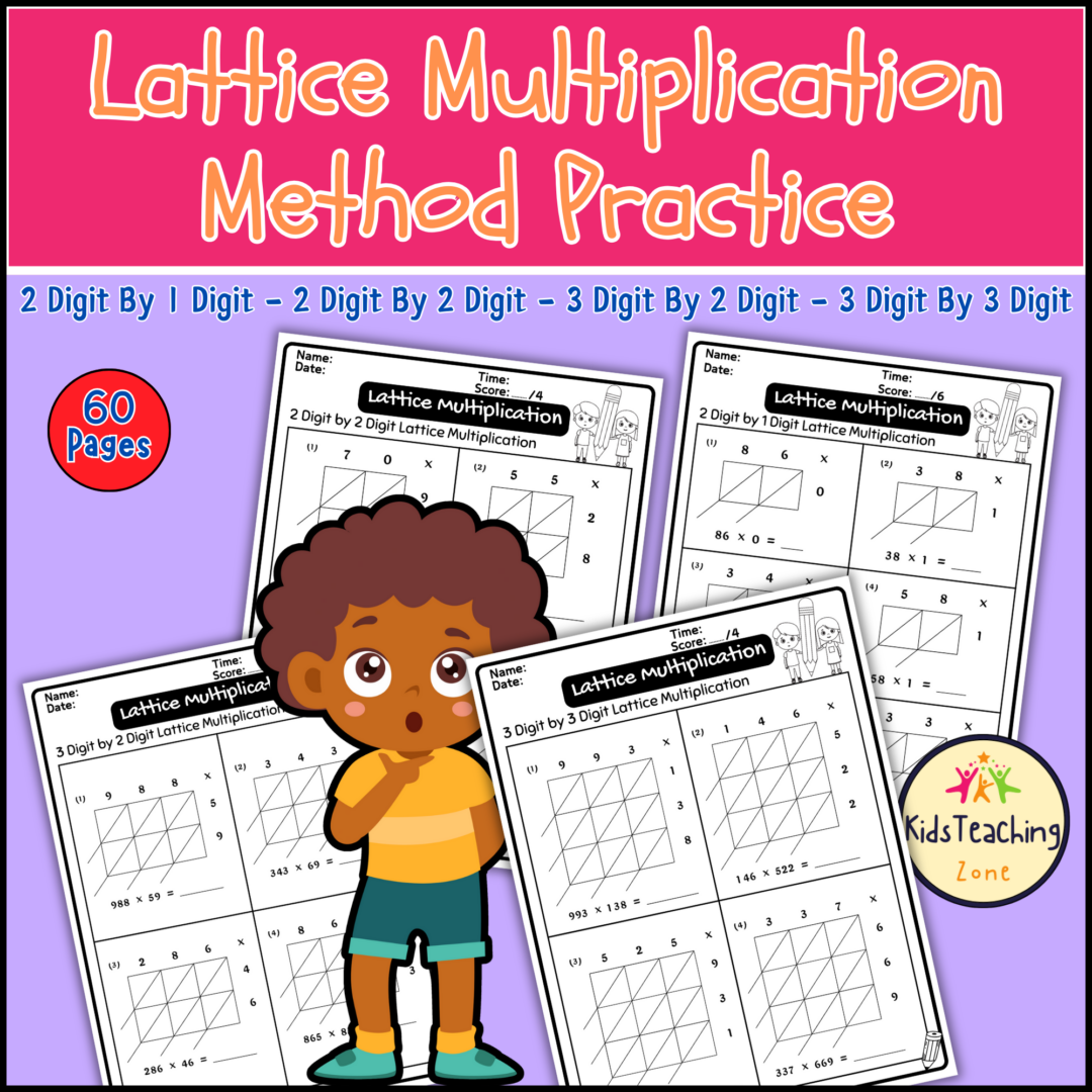 Lattice Method Multiplication : Multi Digit Worksheets - Teacher ...