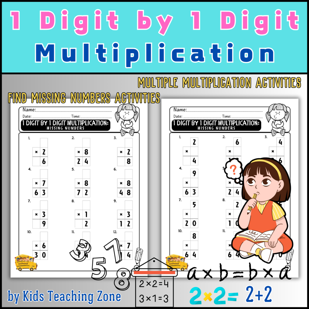 Single Digit Multiplication Worksheets: Multiply 1 Digit by 1 Digit ...
