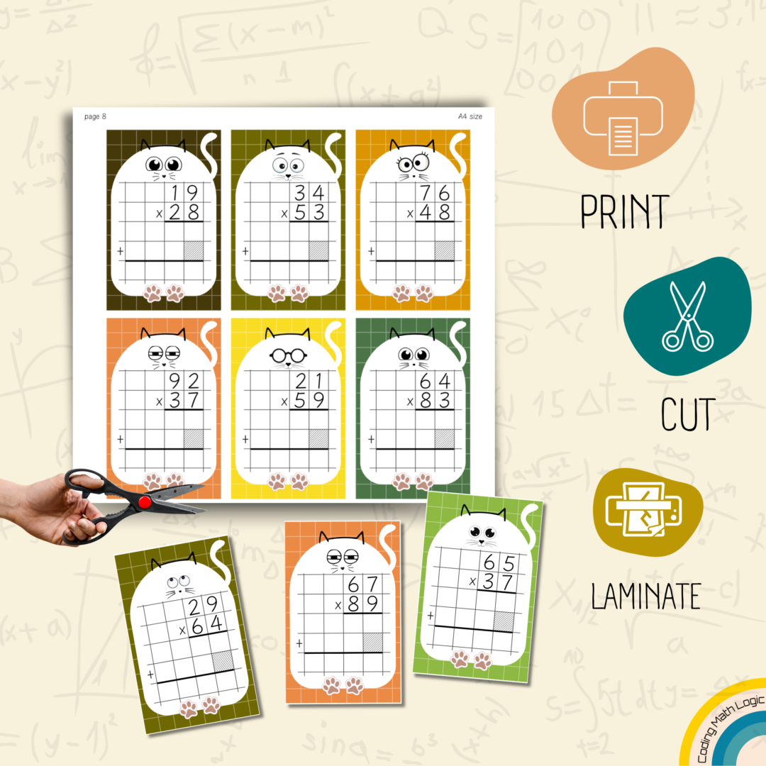 Multiplication flash cards 2 digit x 2 digit - Teacher Professional ...