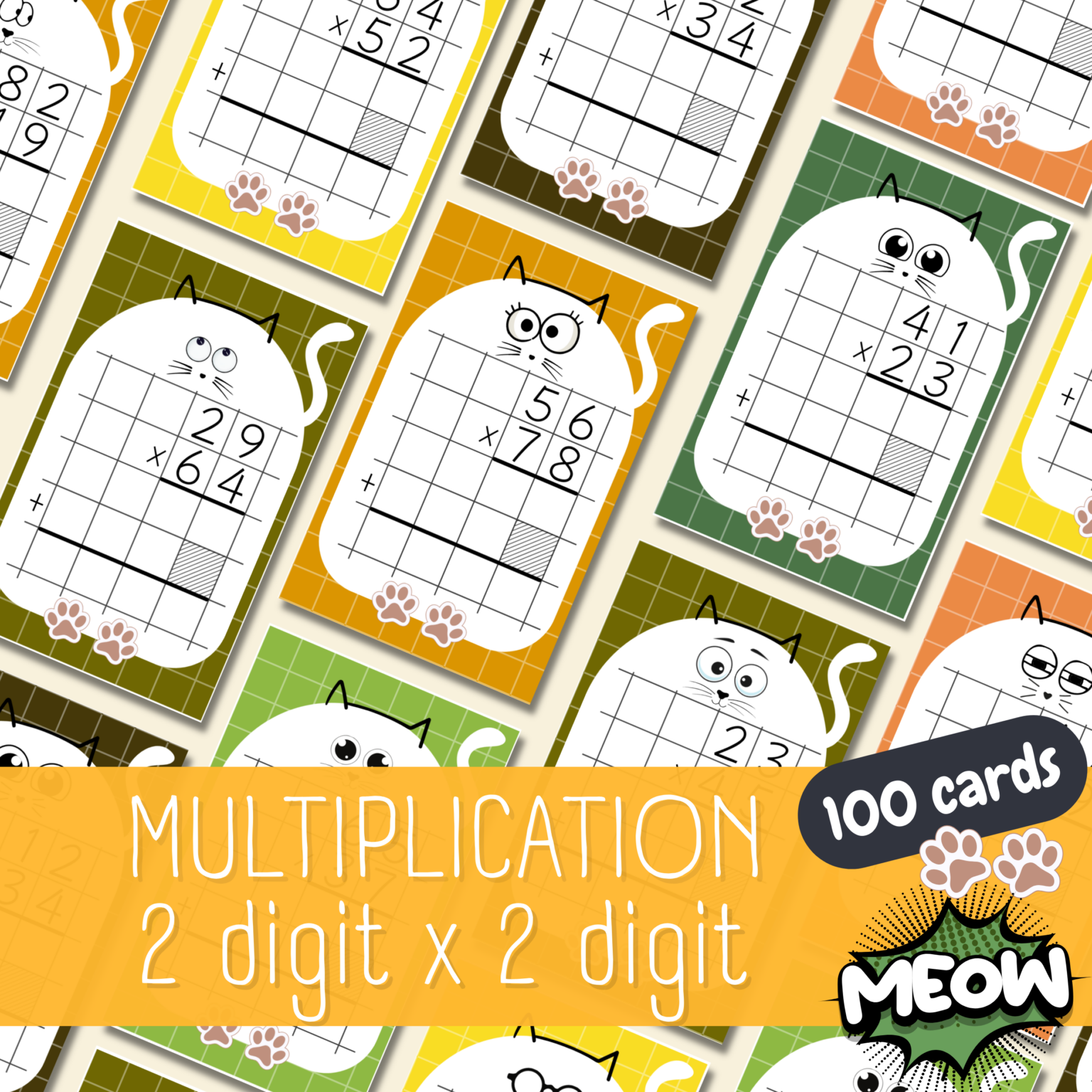 Multiplication flash cards 2 digit x 2 digit - Teacher Professional ...