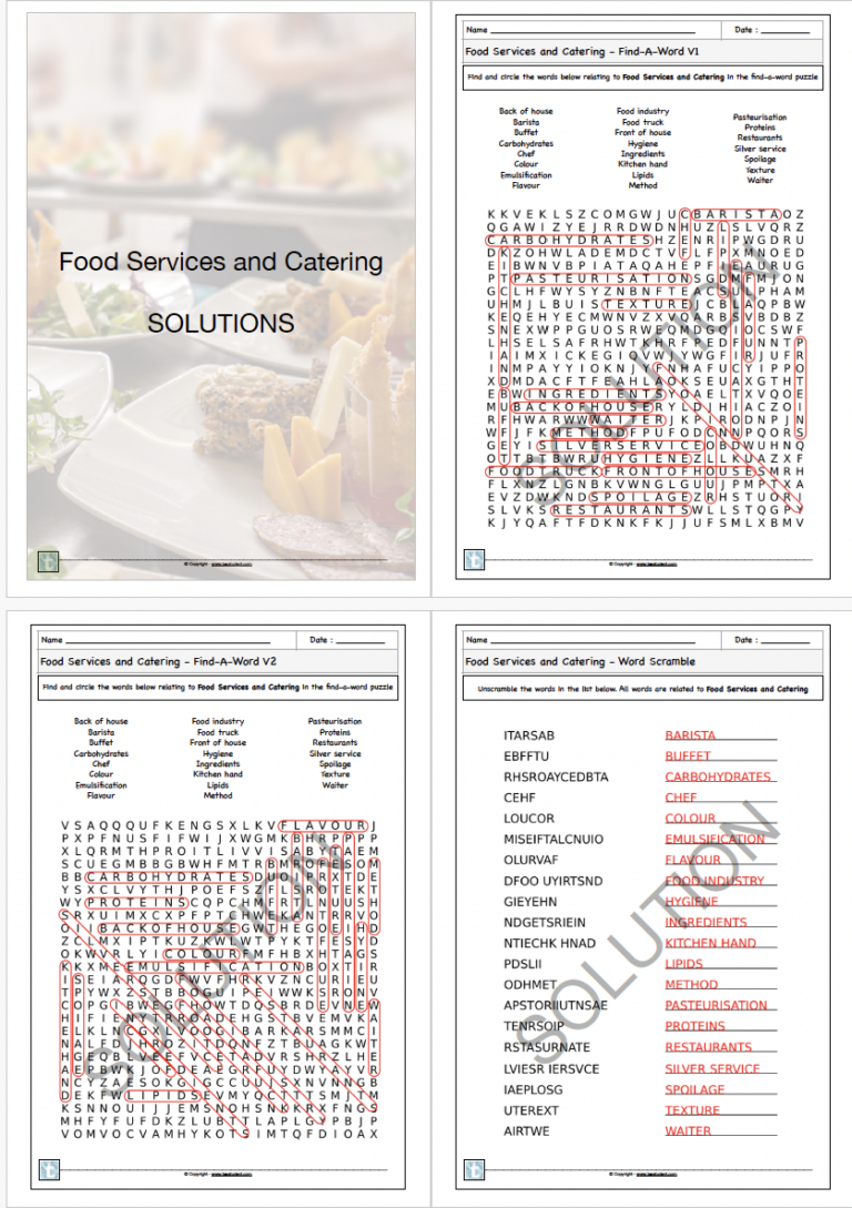Food Technology Emergency Lesson - Food Services and Catering - Teacher ...