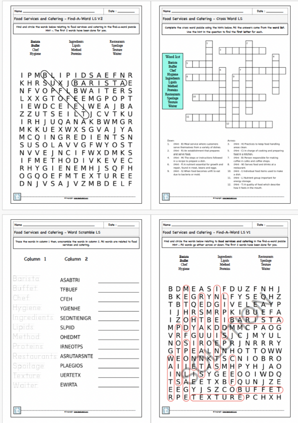 Food Technology Emergency Lesson - Food Services and Catering - Teacher ...