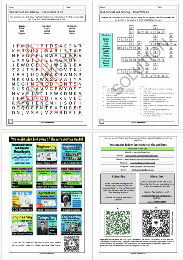 Food Technology Emergency Lesson - Food Services and Catering - Teacher ...