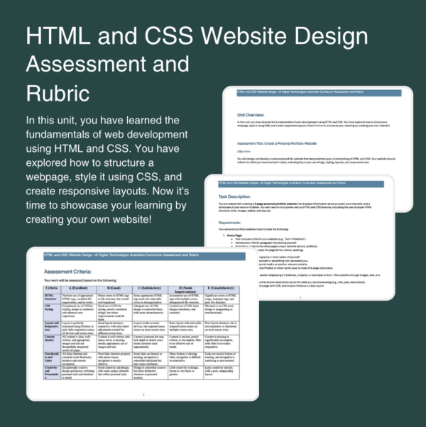 HTML and CSS Website Design Unit - Teacher Professional Development