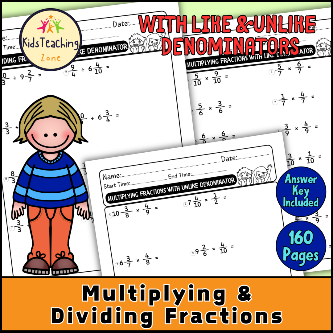 Multiplying and Dividing Fractions With Like and Unlike Denominators ...