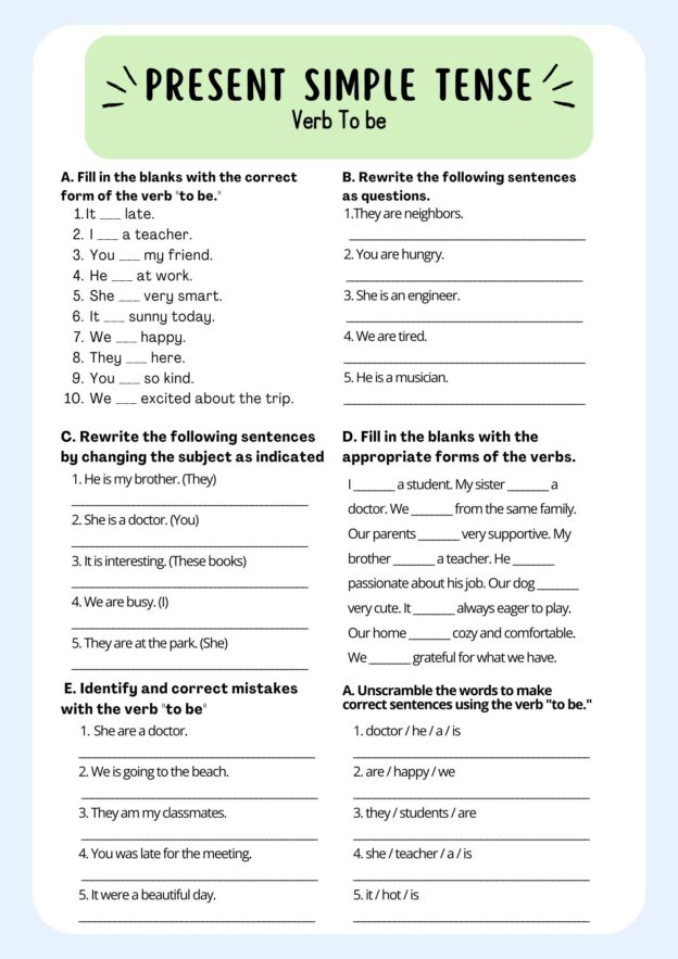 Verb To be Present Simple Exercises - Teacher Professional Development