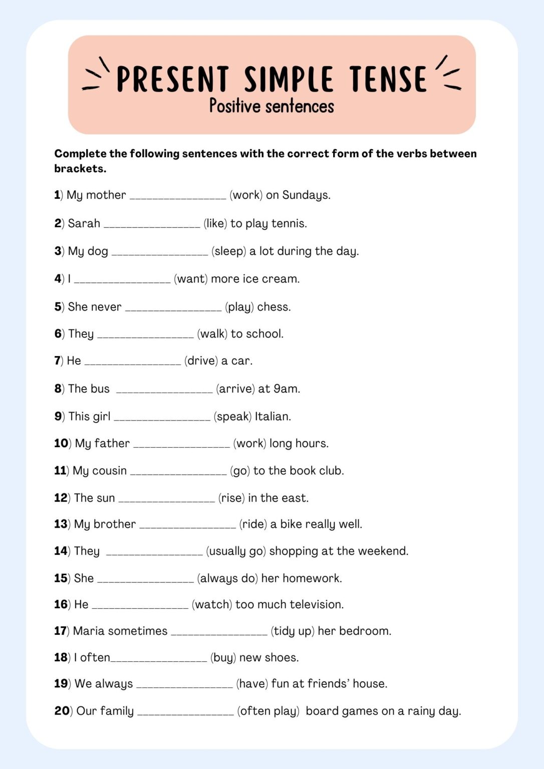 Present Simple Tense Exercises - Teacher Professional Development