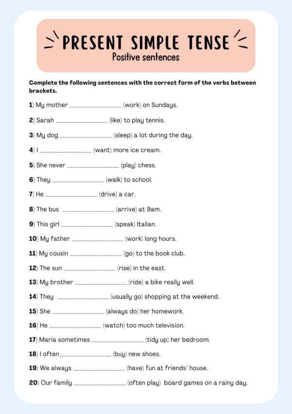 Present Simple Tense Exercises - Teacher Professional Development
