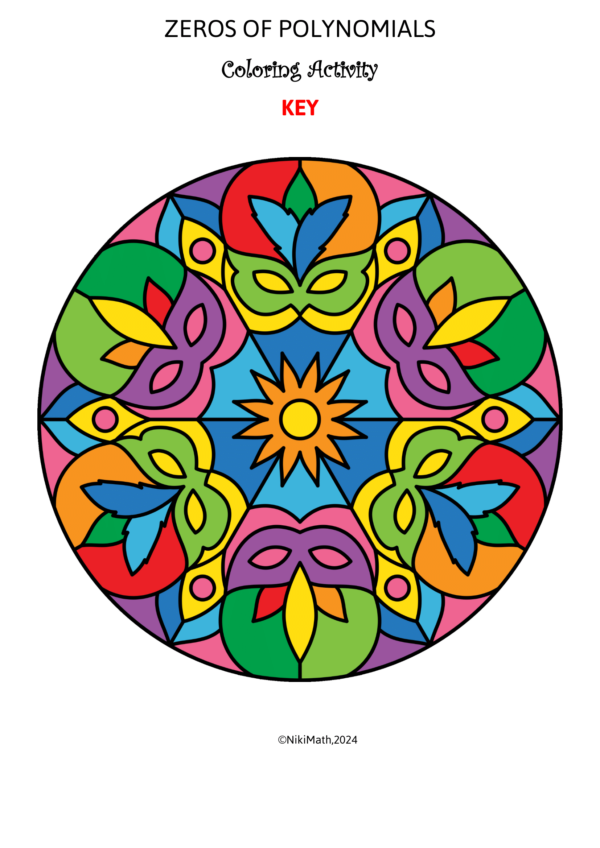 Zeros of Polynomials (Real and Complex) - Coloring Activity/Color by ...