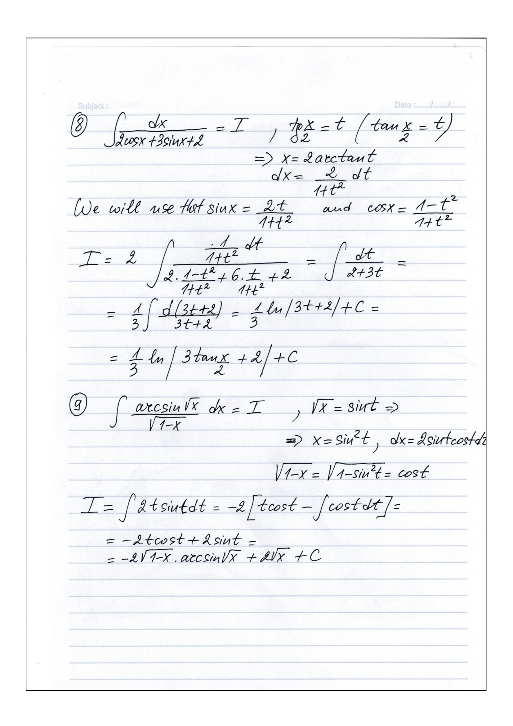 Indefinite Integrals - 15 Review Cards with Hints (plus Solutions ...