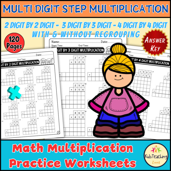 Multi Digit Multiplication Practice Worksheets: 2, 3 and 4 Digit ...