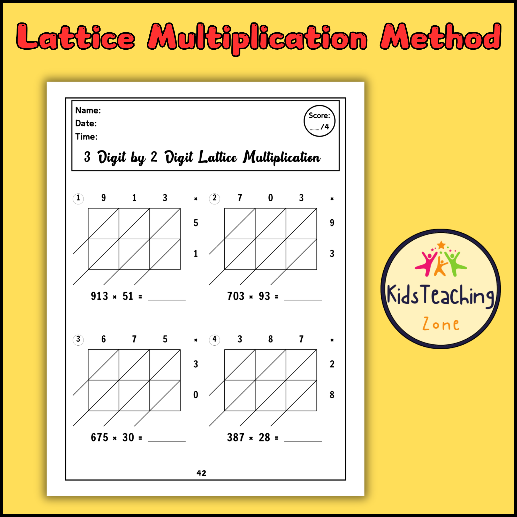 Lattice Worksheets Lattice Multiplication Poster :: Teacher Resources