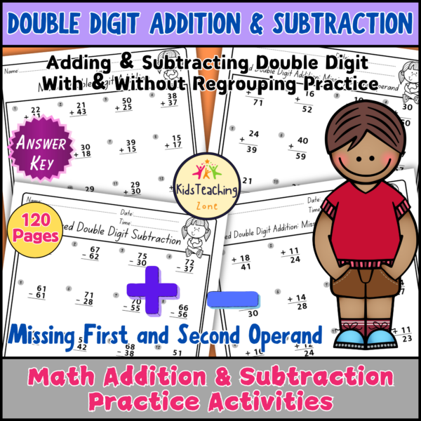 Double Digit Addition and Subtraction With & Without Regrouping ...