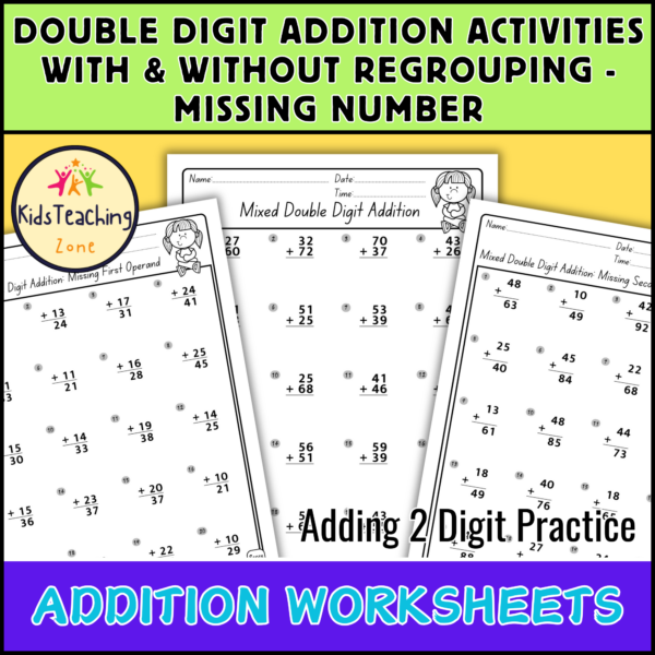 Double Digit Addition and Subtraction With & Without Regrouping ...