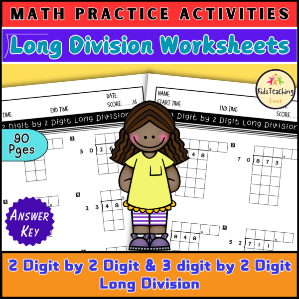 Long Division Worksheets: 2 Digit by 2 Digit and 3 Digit by 2 Digit ...