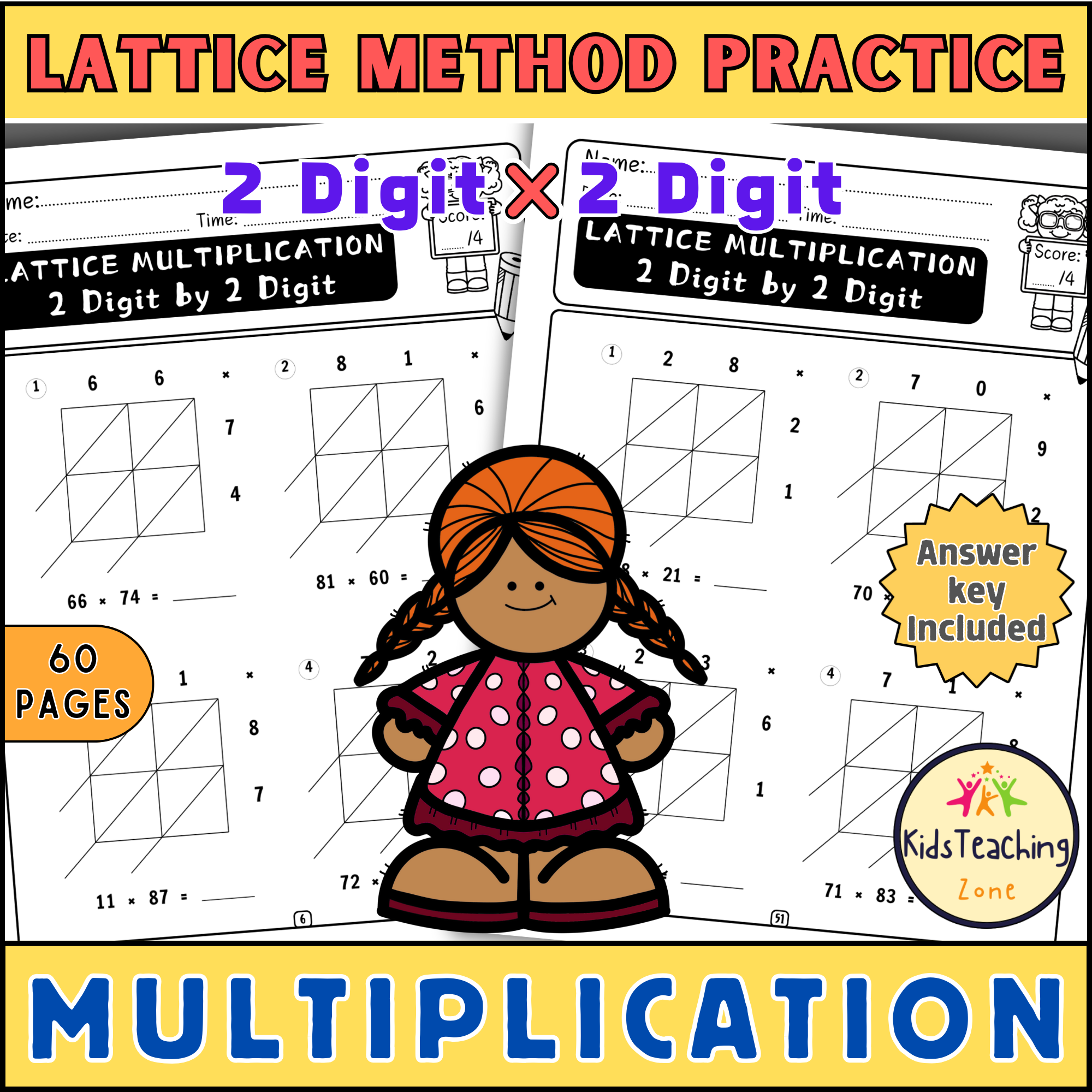 Multiplying 2 Digit By 2 Digit Worksheets Grid Method