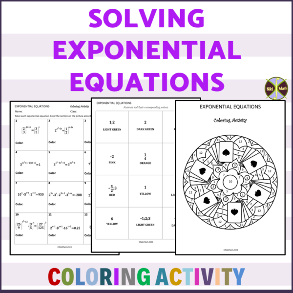 Exponential Equations - Coloring Activity/Color by Code - Teacher ...
