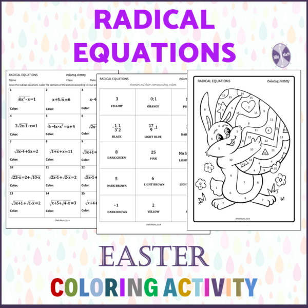 Solving Radical Equations (one and two radicals) - Easter Coloring ...