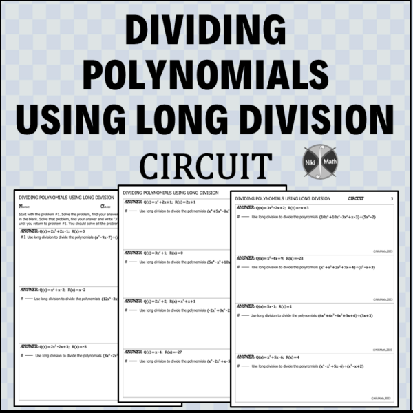 Dividing Polynomials Using Long Division - Circuit (11 problems ...