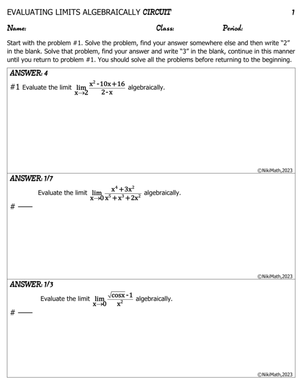 Evaluating Limits Algebraically - Circuit + Full Typed Solutions ...