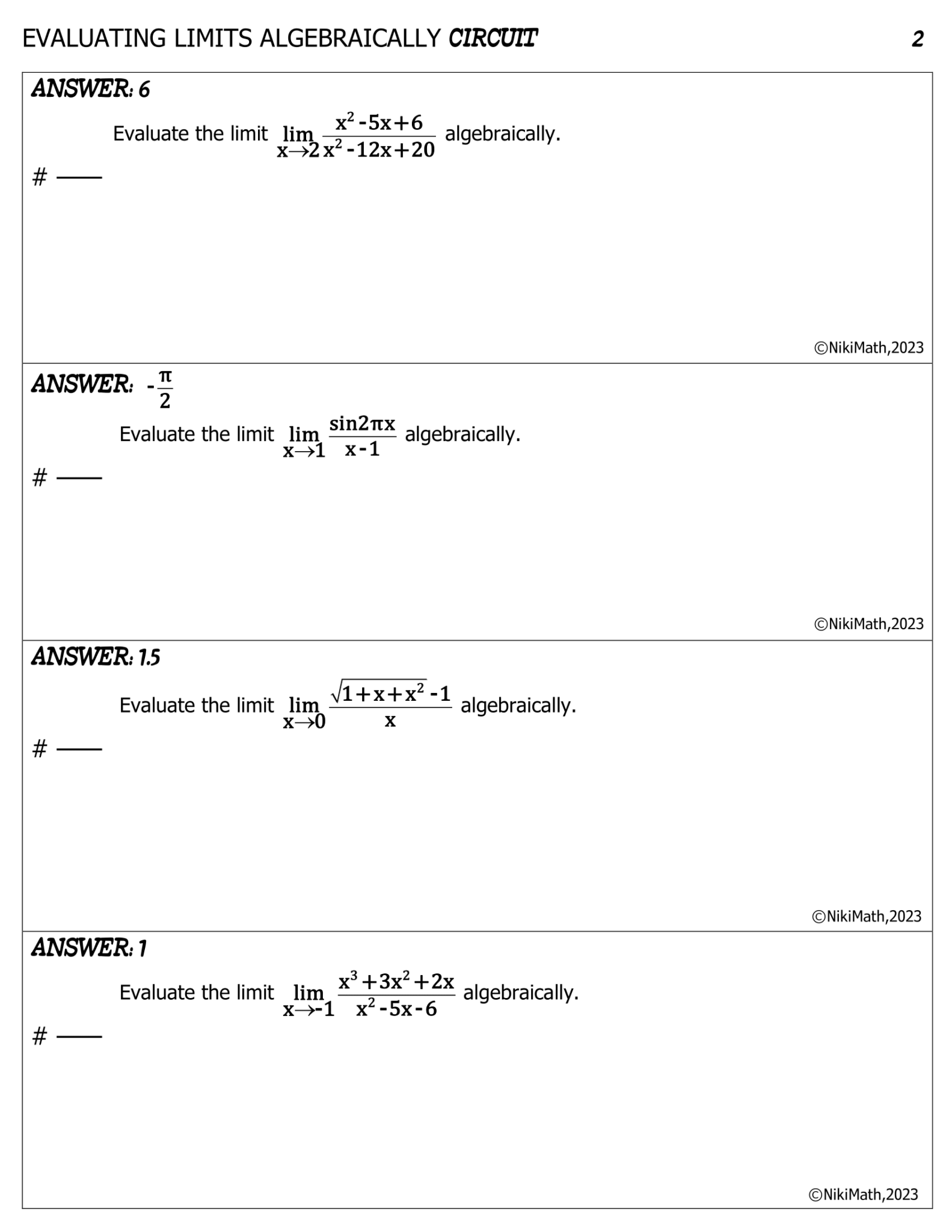 Evaluating Limits Algebraically - Circuit + Full Typed Solutions ...